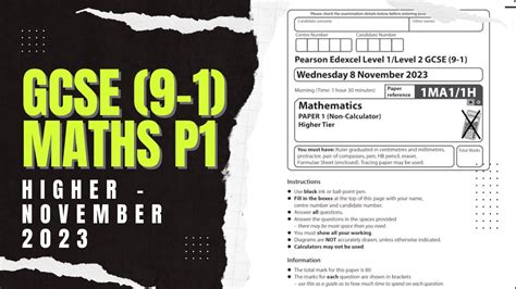 Gcse Maths Edexcel November 2023 Higher Paper 1 Exam Walkthrough 1ma1
