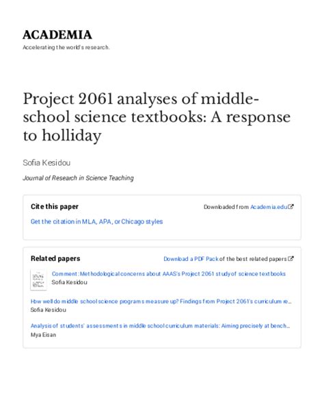 Pdf Response Science Standards