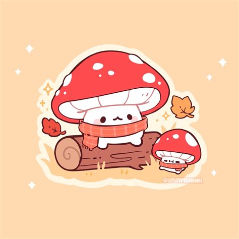 Autumn Mushroom Matte Vinyl Sticker Cute Mushroom Sticker For Laptops