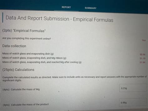 solved report summary data and report submission empirical
