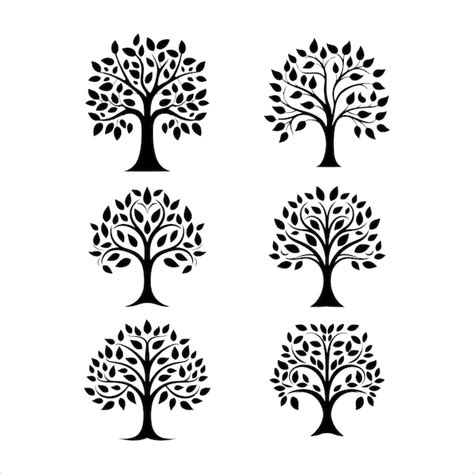 Premium Vector Black Silhouette Of A Tree Shape