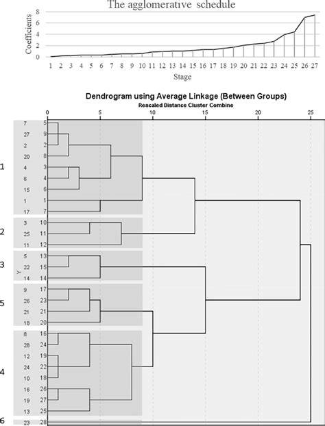 The Agglomerative Schedule And The Dendrogram Showing The 28 Plq Download Scientific Diagram
