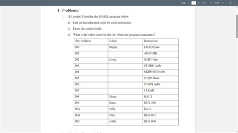 solved pago 1 problems 1 15 points consider the marie