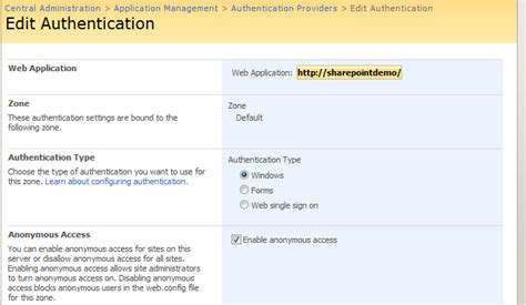 enable anonymous access in sharepoint