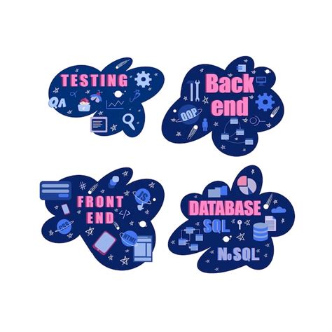 Premium Vector Image Set Software Development Testing Databases Front End Back End Vector
