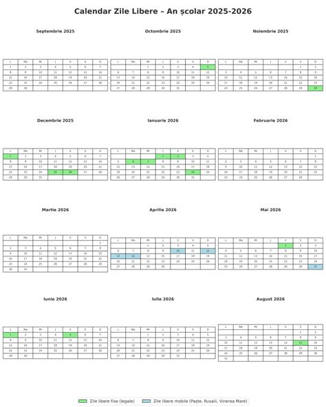 An școlar 2025 2026 Calendar Cu Zilele Libere Din Noul Contract