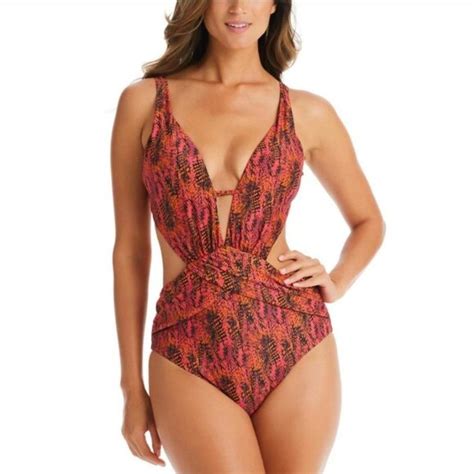 Bar Iii Swim Bar Iii Onepiece Swimsuit Viper Snakeskin Cutout