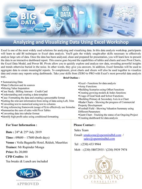 Analyzing And Visualizing Data Using Excel Workshop Open Mind Consulting