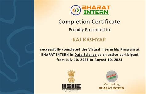 Raj Kashyap On Linkedin Internshipaccomplishment Bharatintern Careerdevelopment