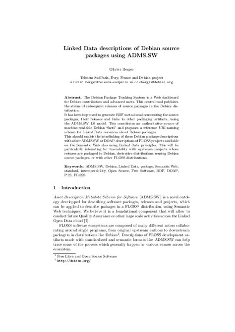 Pdf Linked Data Descriptions Of Debian Source Packages Using Admssw