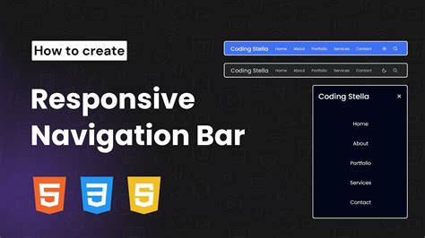How To Create Responsive Navigation Menu Bar With Html Css And Javascript Youtube