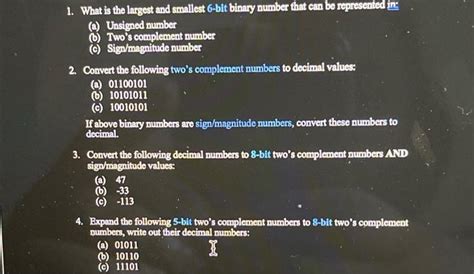 solved 1 what is the largest and smallest 6 bit binary