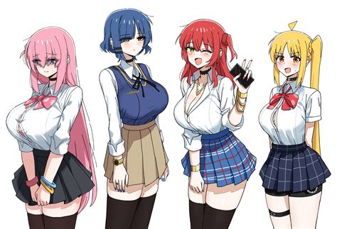 Rule 34 4girls Ahoge Alternate Breast Size Arms At Sides Arms Behind