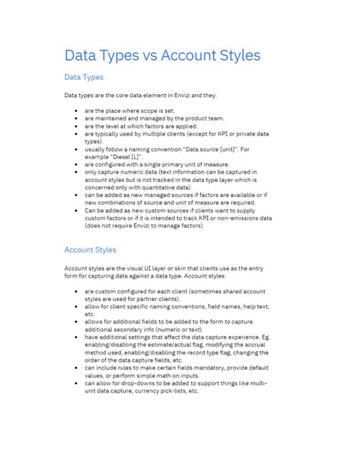 Envizi L4 Pox Data Types Vs Account Styles Pdf Data Diesel Engine