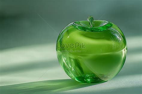투명한 녹색 유리 사과 배경 사진 및 창의적인 일러스트 무료 다운로드 Lovepik