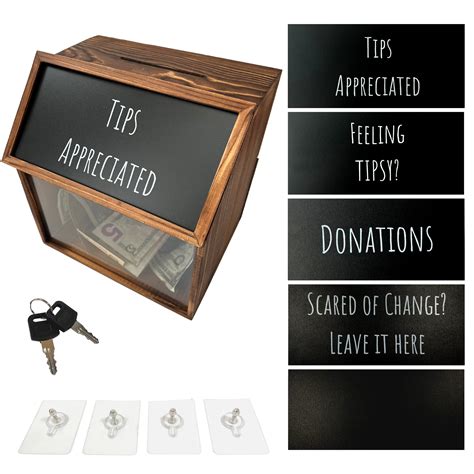 Customizable Donation Box Tip Box Or Tip Jar For Bartender Includes