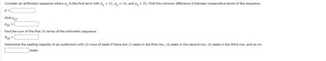 Solved Consider An Arithmetic Sequence Where A1 Is The First