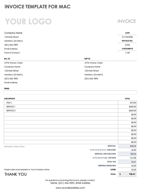 Excel Invoice Template Mac