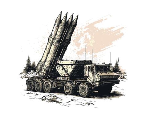 Mlrs Multiple Launch Rocket System Military Vehicle Hand Drawing
