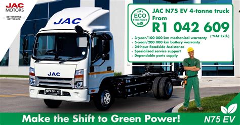 Jac Trucks Sa Our Emission Free N75 Ev 4 Tonne Truck Not