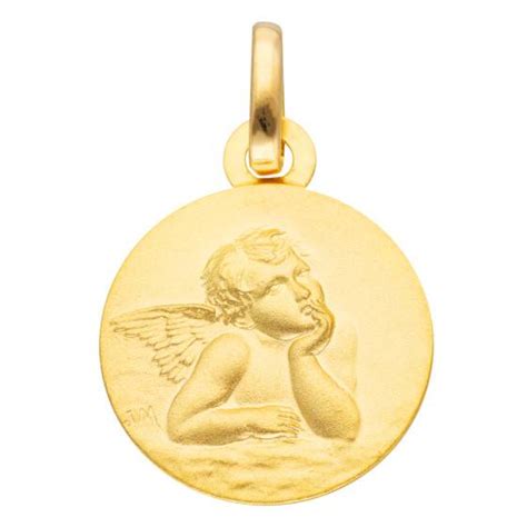 Médaille Ronde Ange En Or Jaune 750 Vandona Ocarat