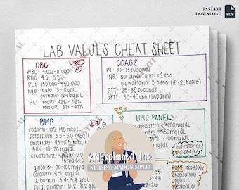 Lab Values Cheat Sheet Etsy Canada