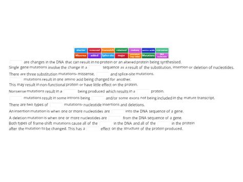 Single Gene Mutations Missing Words Complete The Sentence