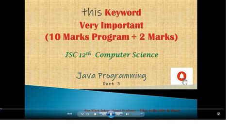 Isc 12th Computer Science Java Programming This Keyword Youtube