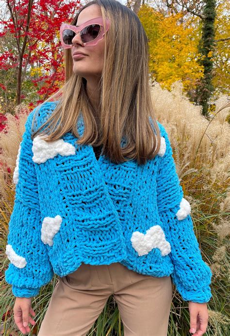 Chunky Cloud Cardigan Knit Pattern Cloud Dancer Vegan Blanket Yarn