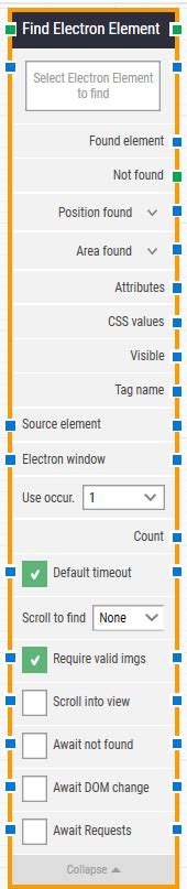 find electron element electron blocks leapwork documentation