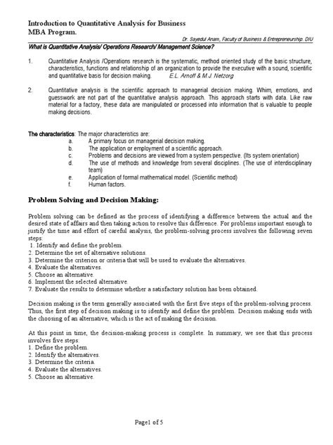 Introduction To Quantitative Analysis Pdf Decision Making Linear Programming