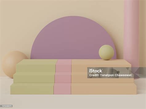 지구 색조 색상 테마가 있는 흰색 빈 연단의 최소 장면의 3d 렌더링 제품 프리젠 테이션 모형 및 화장품 광고를위한 디스플레이