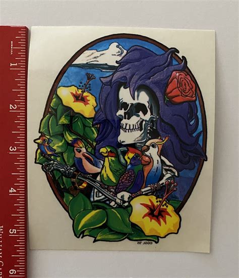 Vintage Grateful Dead Sticker Window Decal Ggl 95 Hawaiian Skull
