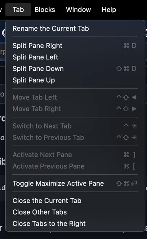 Provide A Show Nextprevious Tab Menu Item · Issue 2116 · Warpdotdev