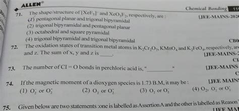 The Oxidation States Of Transition Metal Atoms In K2 Cr2 O7 Kmno4 And K