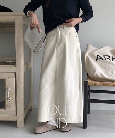 모어라운드 🎬 단독 Made4size 미니숏기본롱 프롬 A라인 뒷트임 코튼 데님 스커트 7color