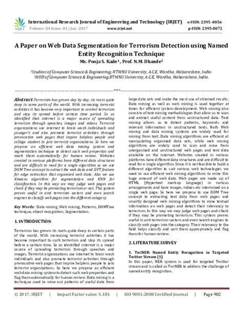 Pdf A Paper On Web Data Segmentation For Terrorism Detection Using