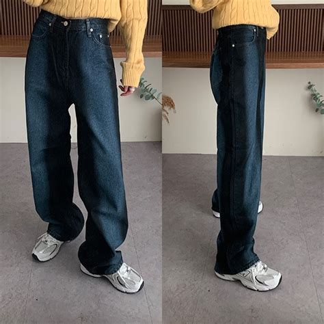 키큰여자아름다운174 [170cm]원프 페인팅와이드데님팬츠