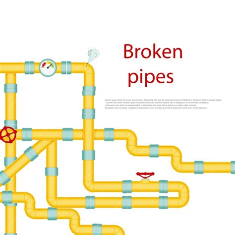 premium vector broken pipes with a leak of steam or lead gas rupture