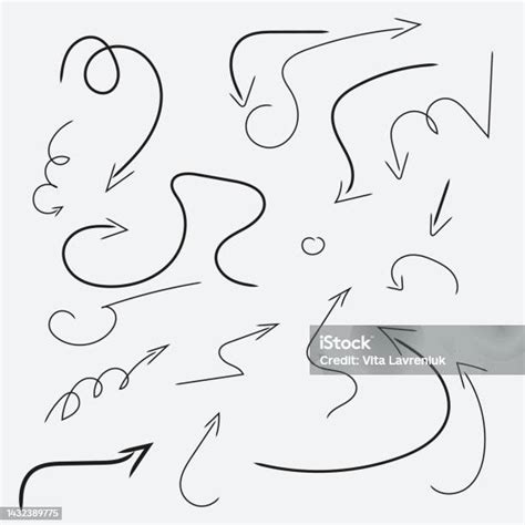다양한 스케치 낙서 화살표 손으로 그린 간단한 기호 그런 지 질감 개체 그룹에 대한 스톡 벡터 아트 및 기타 이미지 개체 그룹 검은색 곡선 Istock
