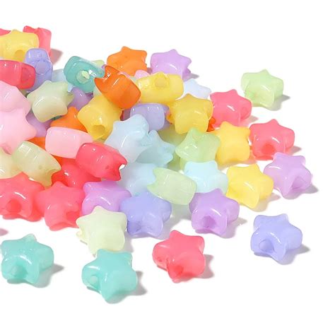 Lote De 100 Cuentas Acrílicas De Estrella De Color Caramelo Para La