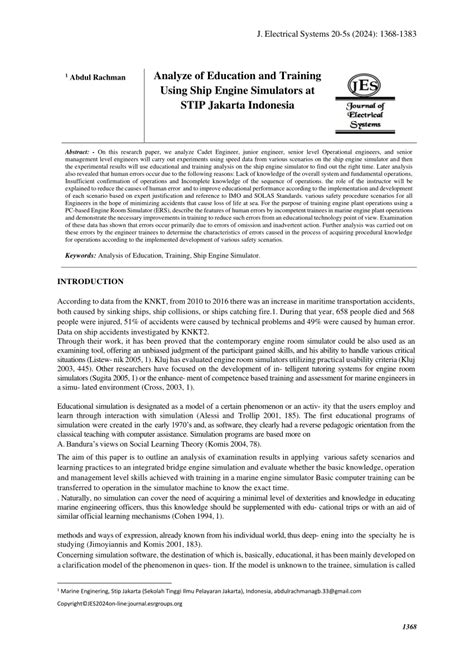 Pdf Analyze Of Education And Training Using Ship Engine Simulators At