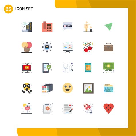 Mobile Interface Flat Color Set Of 25 Pictograms Of Computer Pin Mom Arrow Recycling Editable