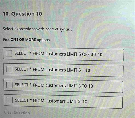 Solved 10 Question 10 Select Expressions With Correct