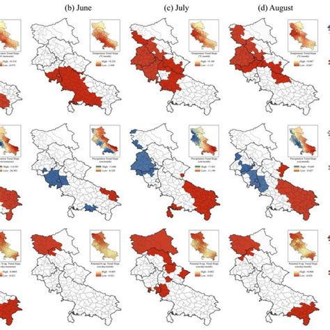 Maps Showing The Spatial Distributions Of Districts With Significant Download Scientific