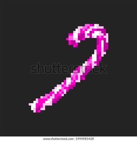 Pixel Art Candy Cane Isolated Background Stock Vector Royalty Free