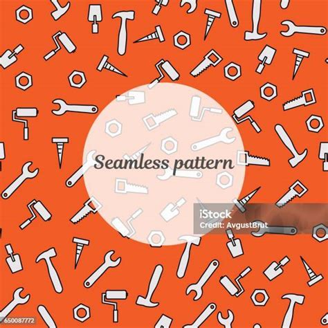 수리 도구와 완벽 한 패턴입니다 벡터 일러스트입니다 롤러 브러시 페인트 연필 도구 망치 테이프 측정 퍼 티 나이프 연필 0명에