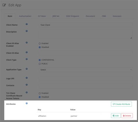 Client Attributes Authlete