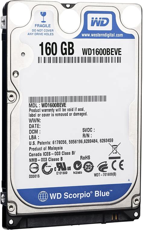 Western Digital WD1600BEVE Scorpio Blue 160GB interne Festplatte (6,4 ...