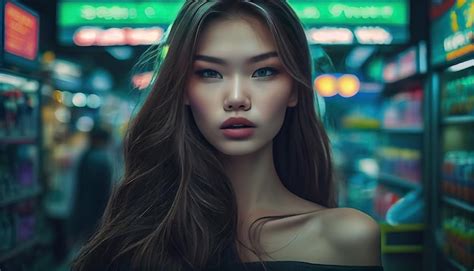 Premium Photo Beautiful Oriental Girl In Supermarket